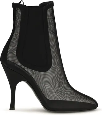 Alaia Mesh Chelsea Ankle Boots - Black