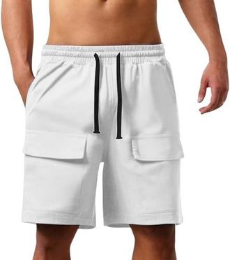 Generic Short pour homme longueur genou pour travail/course &agrave; pied/sport - Coupe extensible - Cordon de serrage - Avec poches - Taille &eacute;lastique - L&eacute;ger - Pou