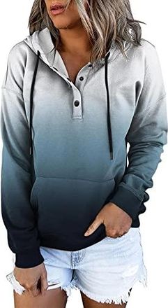 Generic Sweatshirt Femme Imprim&eacute; Manches Longues Sweat &agrave; Capuche Bouton Pull Veste de surv&ecirc;tement Bouton Veste &agrave; Capuche Sweat &agrave; Capuche Pull Oversize Pull Lo