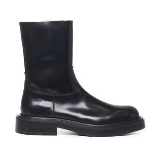Ferragamo Schwarze Stiefeletten mit Gummiabsatz aus Kalbsleder - - Shoes - Herren - Schwarzk - 42 EU
