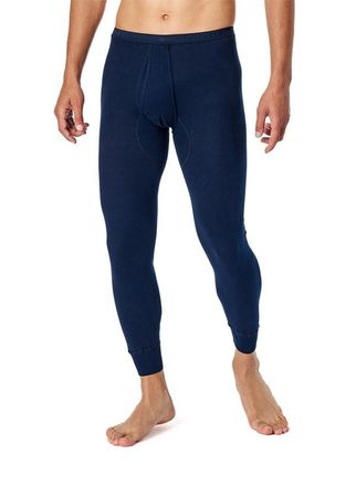 Schiesser Herren Lange Unterhose blau Baumwolle
