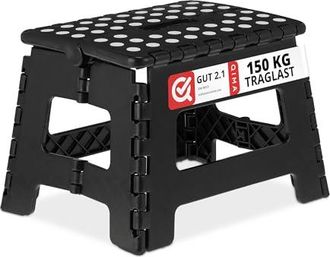 Relaxdays Klapphocker faltbar, Camping Hocker, Kinder Badhocker, bis 150 kg, Kunststoff, HBT: 22 x 35 x 28 cm, schwarz