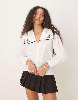 Nobody's Child Bingley - Blouse avec col à détail noeuds - Blanc