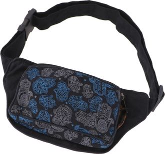 Guru Shop Stoff Sidebag & G&uuml;rteltasche, Goa G&uuml;rteltasche - Schwarz/grau, Unisex - Erwachsene, Baumwolle, 12x18x8 cm