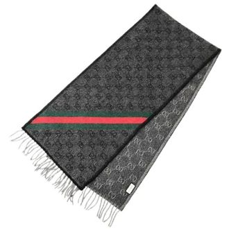 Gucci unisex, Pre-owned, Gris, Taille: ONE Size &Eacute;charpe en laine Pre-owned