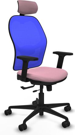 Piqueras y Crespo Ergonomischer Drehstuhl mit 2D-Armen, h&ouml;henverstellbare Lendenwirbelst&uuml;tze und h&ouml;henverstellbares Kopfteil, Blau/Rosa