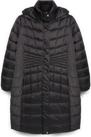 Fiorella Rubino Femme, Manteaux, Noir, Taille: 46 FR Long Bi-Material Down Jacket