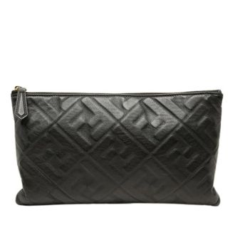 Fendi Pochette Pre-owned en cuir emboss&eacute; - Femme - Pre-owned - Noir - Taille: ONE Size