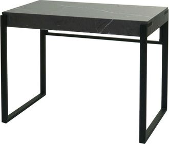 Hhg Schreibtisch 702, B&uuml;rotisch Computertisch Arbeitstisch, Metall 100x54cm Marmor-Optik grau