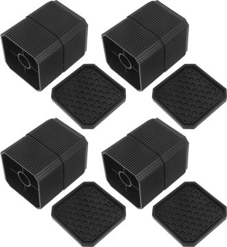 NUOBESTY 4 St&uuml;ck M&ouml;belf&uuml;&szlig;e zum Erh&ouml;hen Stapelbare Sofabeinpolster aus Schwarzem Kunststoff 9,5cm Hohe Betterh&ouml;hungen f&uuml;r Sofa Bett und Couchtisch