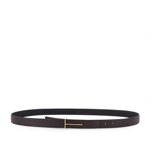 Tom Ford Homme, Accessoires, Brun, Taille: 85 CM Grain Leather Slim T Reversible Belt