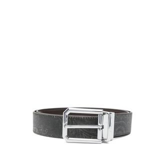 Etro Kaschmir Motiv Schwarzer Lederg&uuml;rtel - - Accessories - Herren - Schwarzk - 95 CM