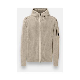C.P. Company C.p. Company, Homme, Pulls, Gris, Taille: L Fleece Knit Hooded Zip Sweater