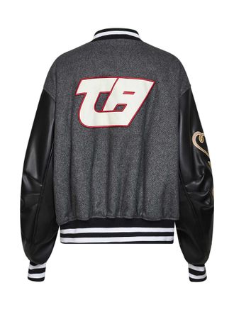 The Attico Womens Varsity Jacket Wool-Blend Dark Grey Bomber