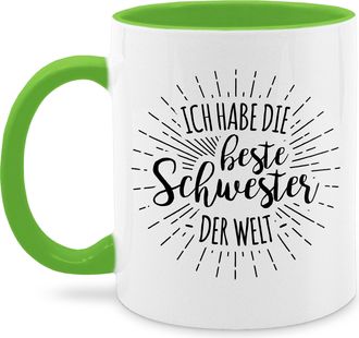 Shirtracer Tasse Tassen 325ml - Ich habe die beste Schwester der Welt I Schwestern Geschenk Schwester I Sister - 325 ml - Hellgrün - für schwesterntasse schweste