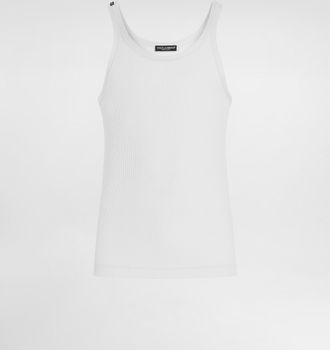 Dolce & Gabbana Ribbed Cotton Tank Top - Mann T-shirts Und Polos Grau Baumwolle 44