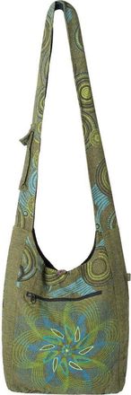 vishes Damen Umh&auml;ngetasche Stoff Beuteltasche Schulter Taschen Yogi Bag Baumwolltasche Mandala olive