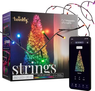 Twinkly Strings 250 LED RGB, LED-Lichterkette f&uuml;r Drau&szlig;en und Drinnen, Smarte LED-Lichter, Kompatibel mit Alexa und Google Home, IP44, App-Steuerung, Schwarze