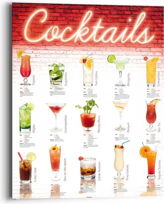 Reinders Wandbild, Cocktails, K&uuml;che, Bilder, Wanddeko, Room Decor, MDF, Mehrfarbig, 50 x 40