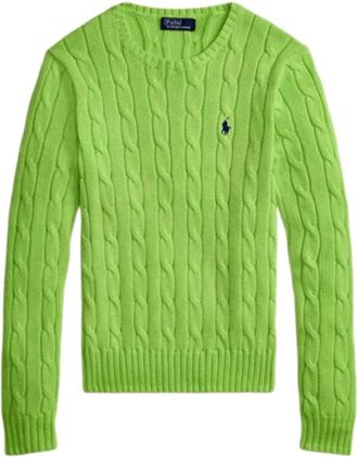 Ralph Lauren Femme, Pulls, Vert, Taille: 36 FR Pull Ras du Cou en Coton C&acirc;bl&eacute;