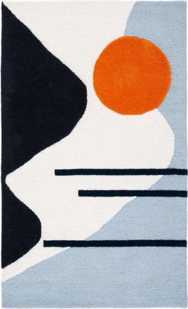 Safavieh Geometrisch Wohnzimmer, Esszimmer, Schlafzimmer - Rodeo Drive, Mittlerer Stapel, Elfenbein/Blau, 91 X 152 cm