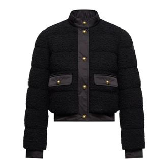 Moncler Blandy Veste Courte en Duvet Boucl&eacute; M&eacute;lange Laine - Femme - Vestes - Noir - Taille: 44 FR