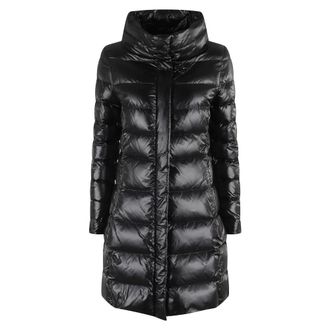 Fay Schwarze Lange Nylon Daunenjacke - - Coats - Damen - Schwarzk - M