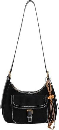 Generic Sac &agrave; main polyvalent en faux daim avec canaux de couleur fixe, grande capacit&eacute;, &eacute;l&eacute;gant, sac &agrave; bandouli&egrave;re pour voyage, shopping, travail, Noir, 290.