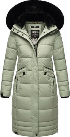 Navahoo Damen Winter-Mantel Steppmantel Winterjacke mit abnehmbarem Kunstfell B850 [B850-Fahmiy-Smokey-Mint-Gr.S]