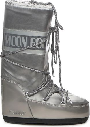 Moon Boot Femme, Chaussures, Gris, Taille: 35 EU Bottes dHiver Argent avec Détails en PVC