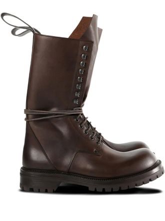 Rick Owens lace-up leather boots - Marron