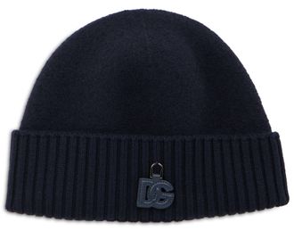 Dolce & Gabbana Mens Knit Cap Dark Blue Virgin Wool Hat