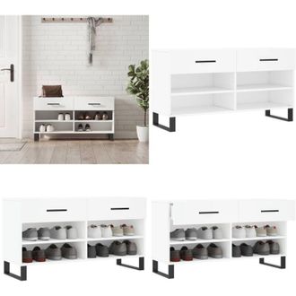 vidaXL Schuhbank Wei&szlig; 102x35x55 cm Holzwerkstoff - Schuhschrank - Schuhbank - Garderobe - Einbauschrank - Stauraum - Home & Living