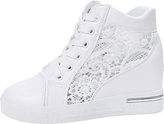 Generic YANFJHV Baskets à plateforme pour femme - Blanc - Chaussures de mariage - Chaussures à plateforme avec talon compensé - Chaussures de loisirs - Chauss