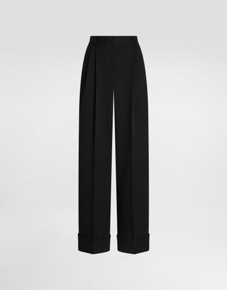 Dolce & Gabbana Hose Aus Wollgabardine - Frau Hosen Und Shorts Schwarz 46
