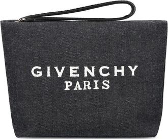 Givenchy Clutch im Jeans-Look mit Logo-Print - Schwarz