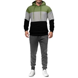 Generic Survêtement 2 pièces pour homme, ensemble de survêtement à capuche et jogging, ensemble décontracté pour sport de plein air, survêtement dautomne et d