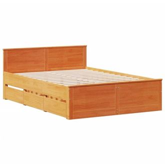 vidaXL Massivholzbett ohne Matratze mit Kopfteil Braun 150x200 cm vidaXL
