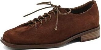 Generic JCVBN Chaussures pour femme en cuir v&eacute;ritable &agrave; lacets Chaussures simples pour femme Talons &eacute;pais Chaussures Oxford grande taille pour femme, marron, 