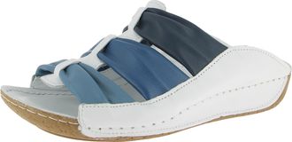 Andrea Conti Damen Pantolette Flacher Slipper, weiß/blau-Multi, 40 EU