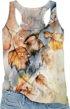 Generic Debardeur Femme Chic et &eacute;l&eacute;gant Imprim&eacute; Chemisier sans Manche Imprim&eacute; D&eacute;bardeur Crop Top Ete Haut Sexy Chic et Elegant Fluide Ample Caraco Vetement Fe