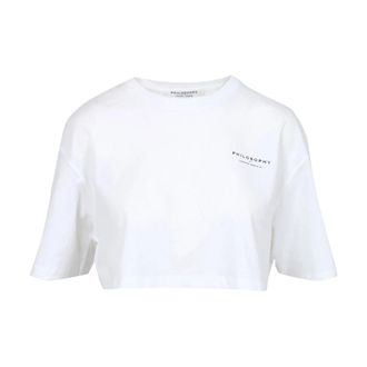 Philosophy di Lorenzo Serafini Cropped T-Shirt mit Logo - - Tops - Damen - Wei&szlig; - M
