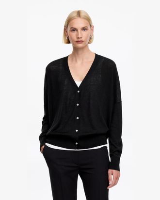 Arket Strickjacke Aus Wolle Und Lyocell -Schwarz