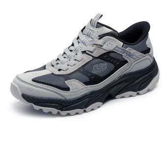 Skechers Herren Vigor at Hands Free Slip Sneaker, Gray Suede/Synthetic/Black Trim, 41.5 EU