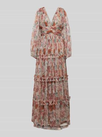 Lace & Beads Abendkleid mit floralem Muster