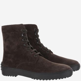 Tod's Mens Ankle Boots Suede Dark Brown Calfskin