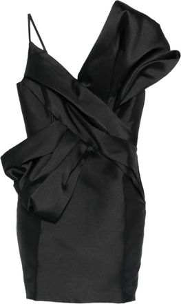 Marques Almeida bow V-neck mini dress - Schwarz
