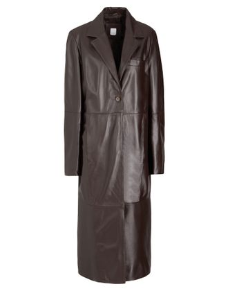 8 by YOOX LEATHER SINGLE-BREASTED MAXI COAT