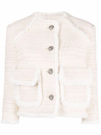 Philipp Plein Cropped-Blazer aus Boucl&eacute; - Nude