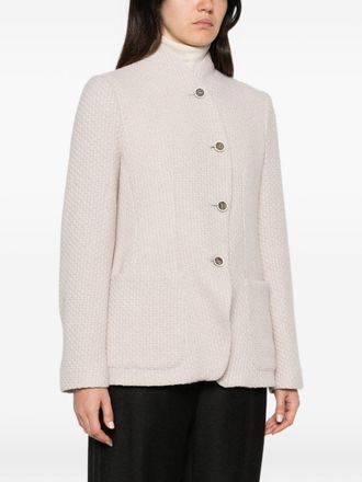 Emporio Armani Textured Wool Blazer - Cream